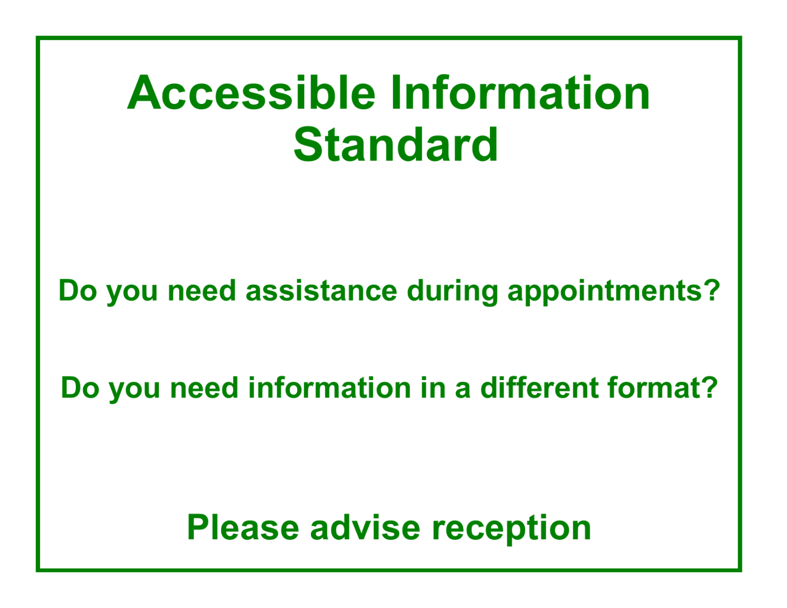 Accessible Information Standard - Aelfgar Surgery